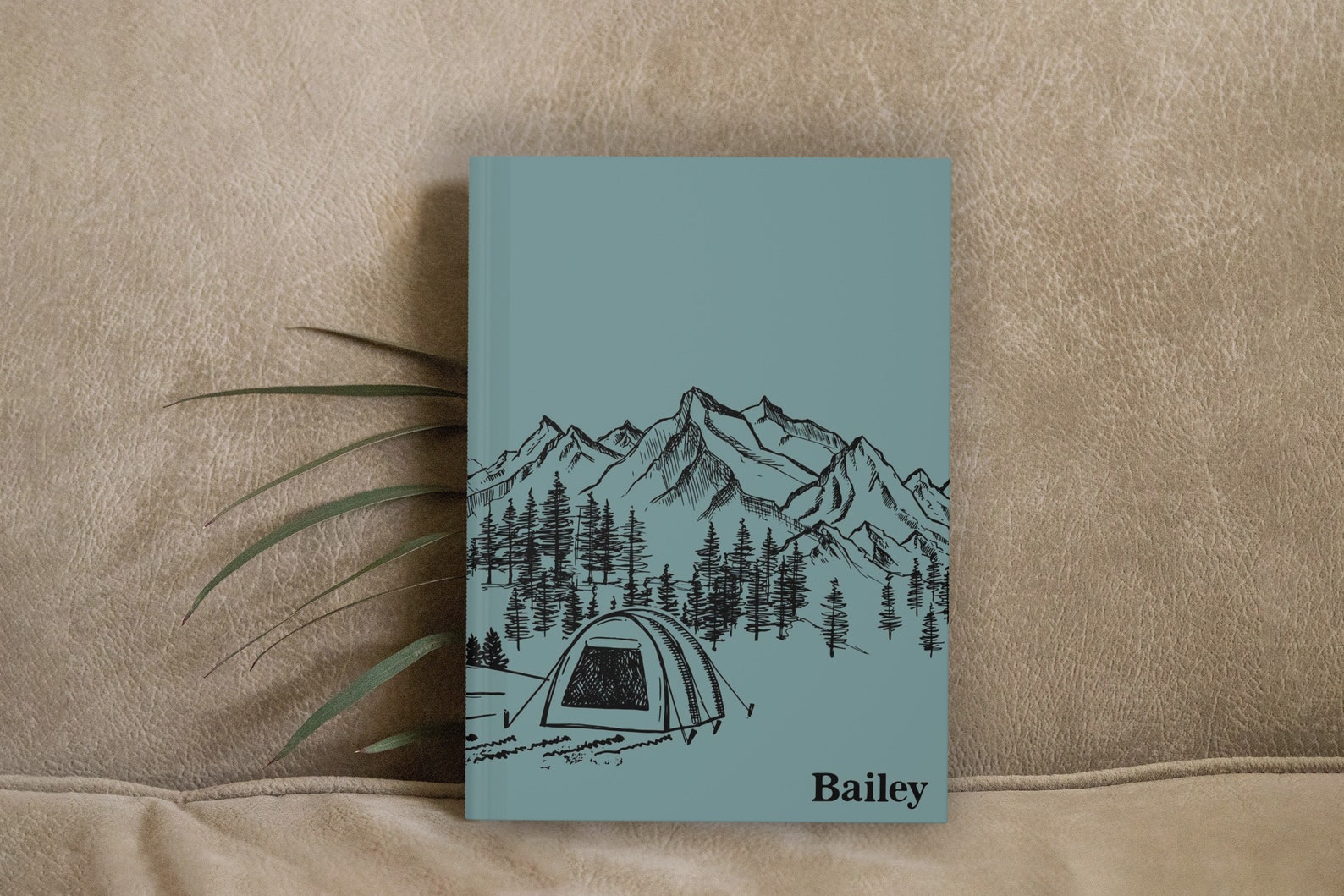 Journal for Men, Mountain Notebook With Camping Tent, Personalized Name ...