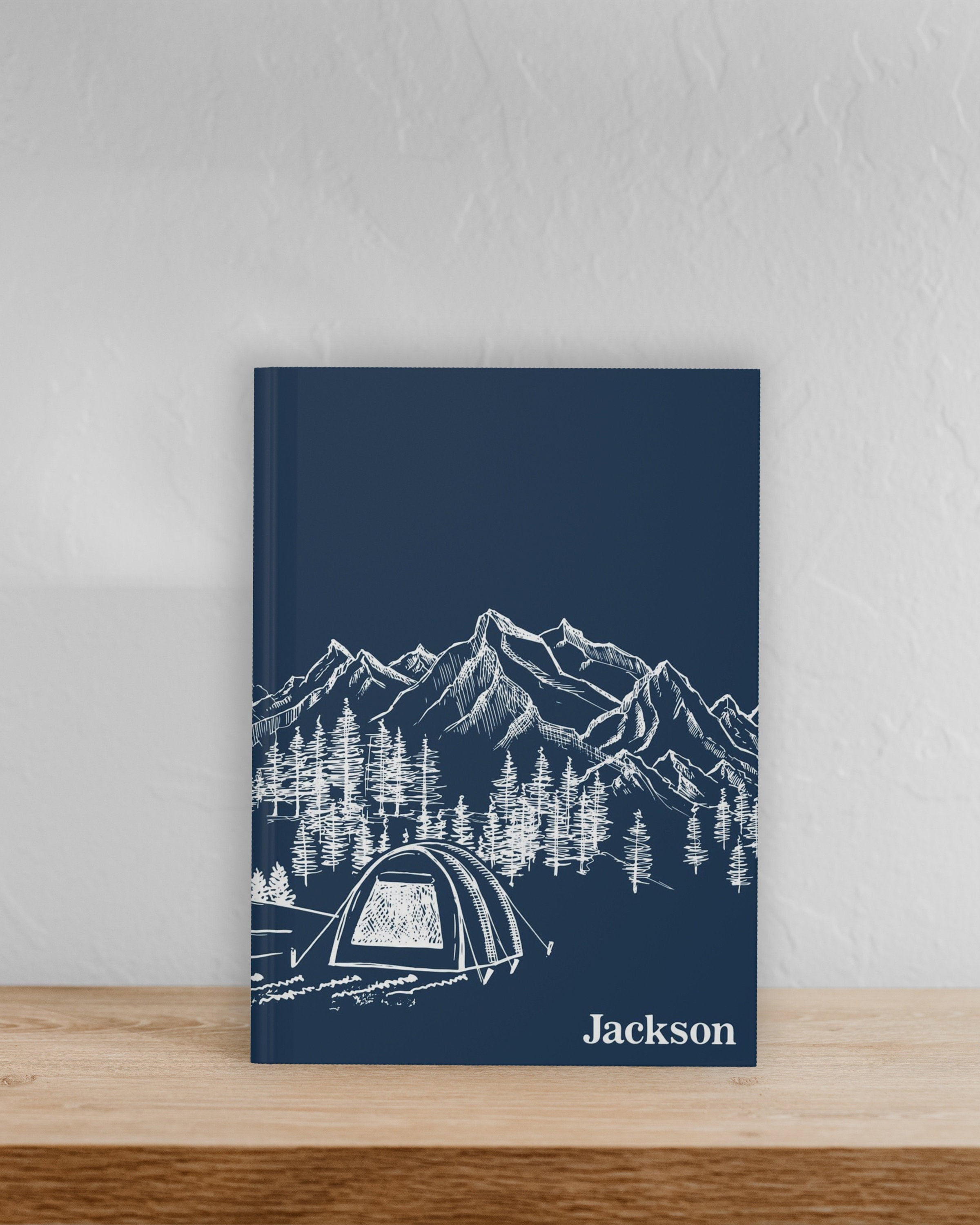 Journal for Men, Mountain Notebook With Camping Tent, Personalized Name ...