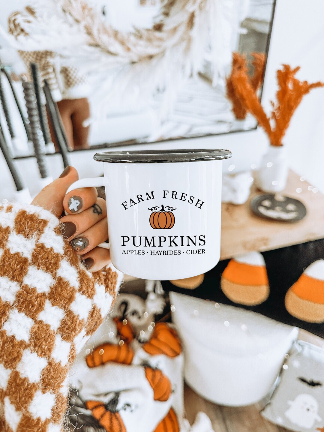 Fall Mug, Farm Fresh Pumpkins, Cute Fall Coffee Cup, Vintage Aesthetic ...