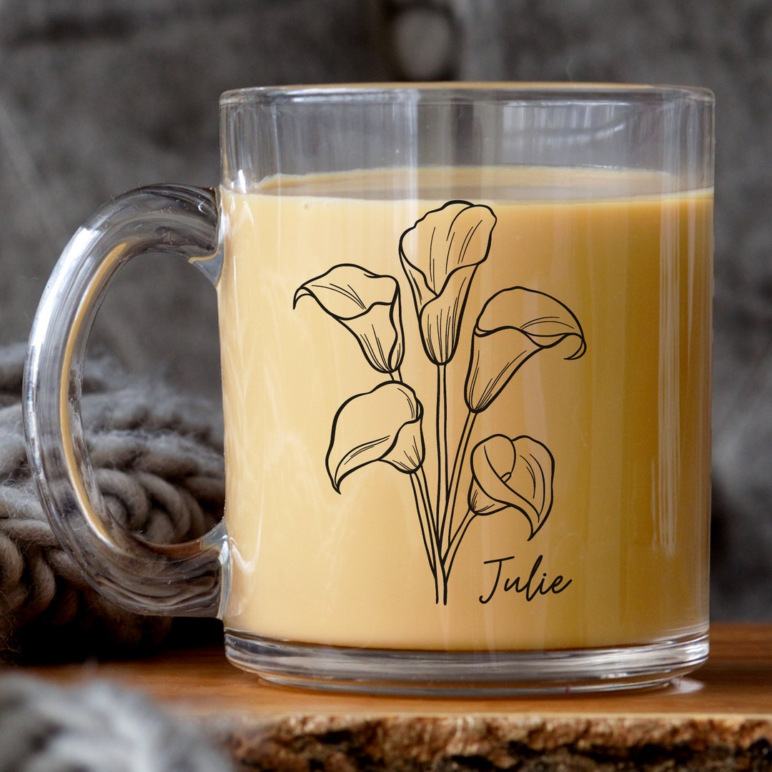 Calla Lily Name Mug, Custom Arum Flower, Coffee Cup Personalized ...