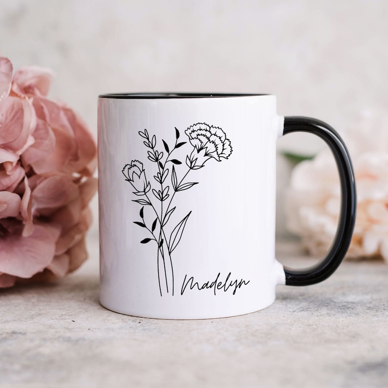 Custom Flower Name Mug Birthday Gift for Her Personalized - Etsy