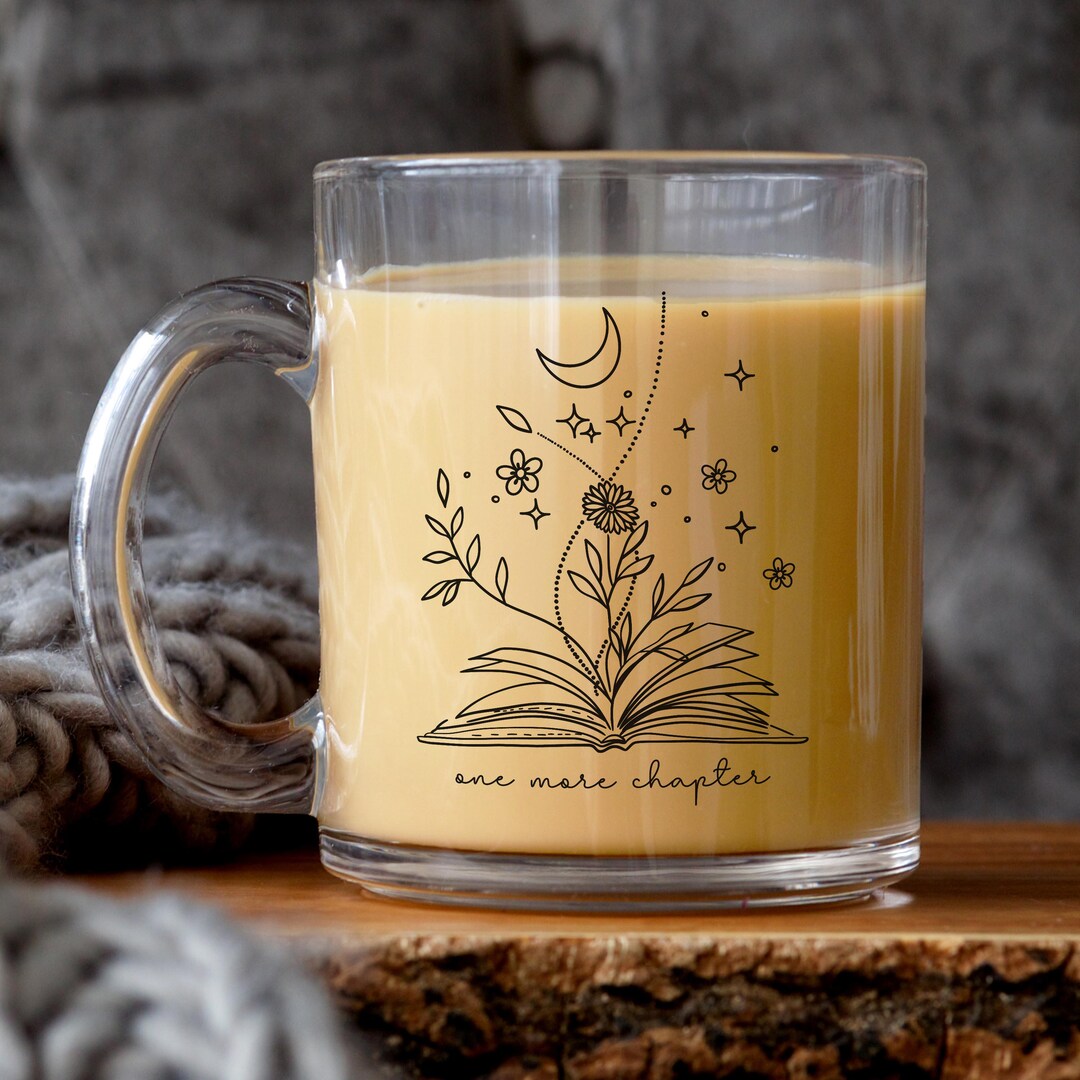 One More Chapter Mug, Gift for Book Lover, Celestial Floral Book Mug ...