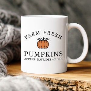 Fall Mug, Farm Fresh Pumpkins, Cute Fall Coffee Cup, Vintage Aesthetic ...