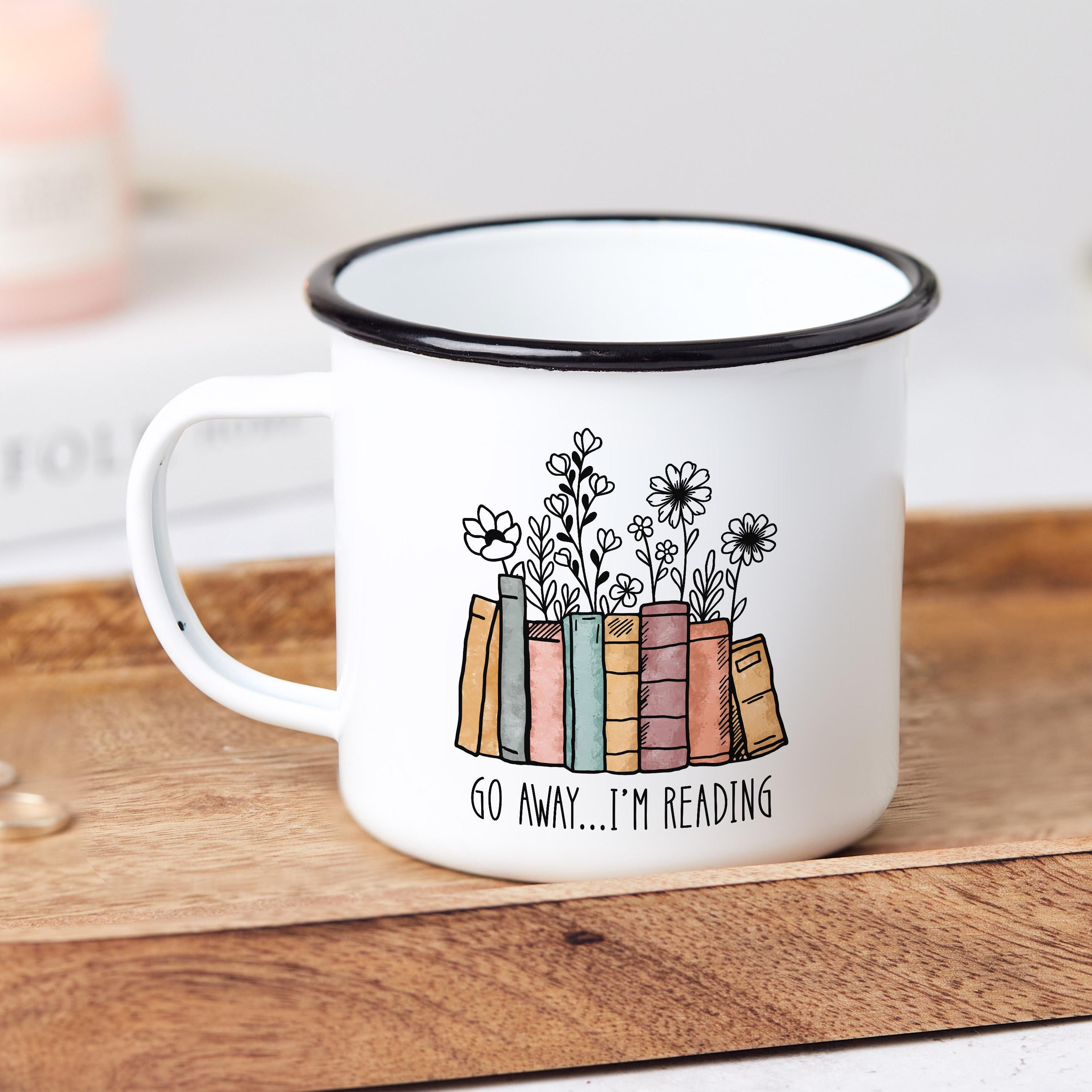 Book Mug "go Away I'm Reading" Gift for Book Lover, Flower Book Mug ...