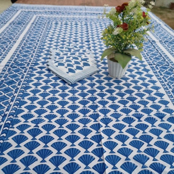 Indian Hand Block Table Cloth Flower Design Hand Block Printed Home ...