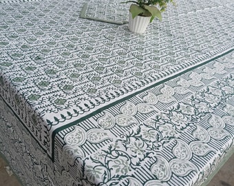 Indian Hand Block Table Cloth Flower Design Hand Block Printed Home ...