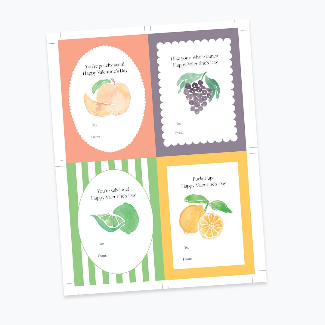 DIY Printable Valentine's Day Cards | Set of 4 Designs | Kids Valentine ...