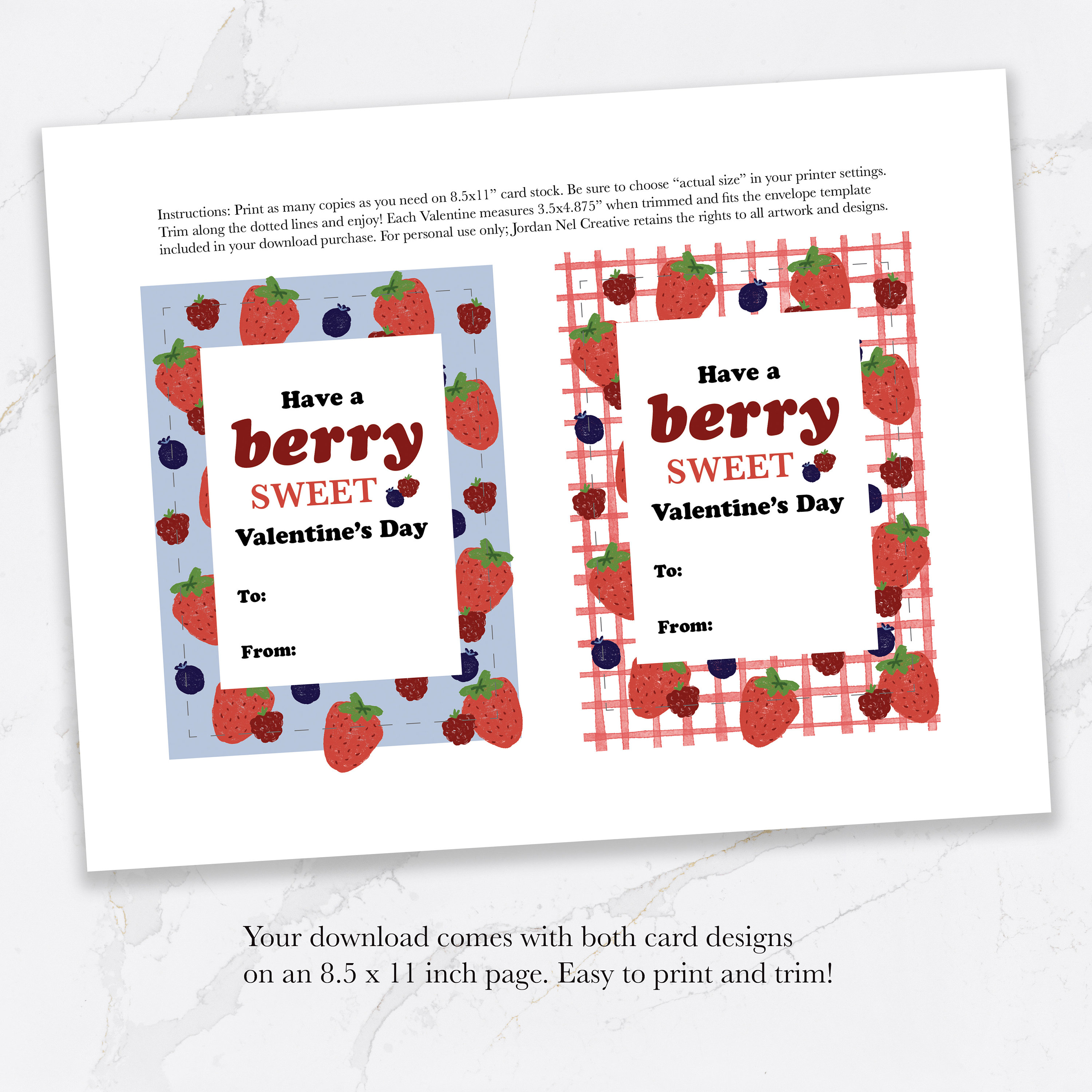 Printable Valentine's Day Cards for Digital Download Kids' Valentines ...