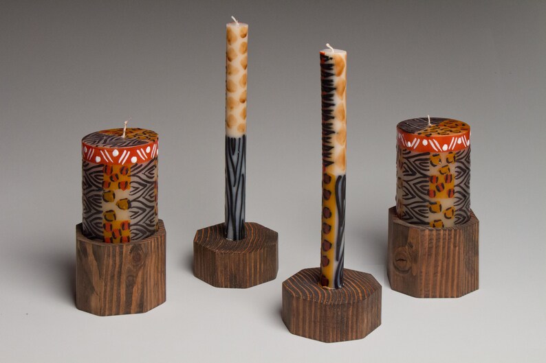 Dual Candle Holders for Pillars & Tapers Dark Reclaimed Wood - Etsy