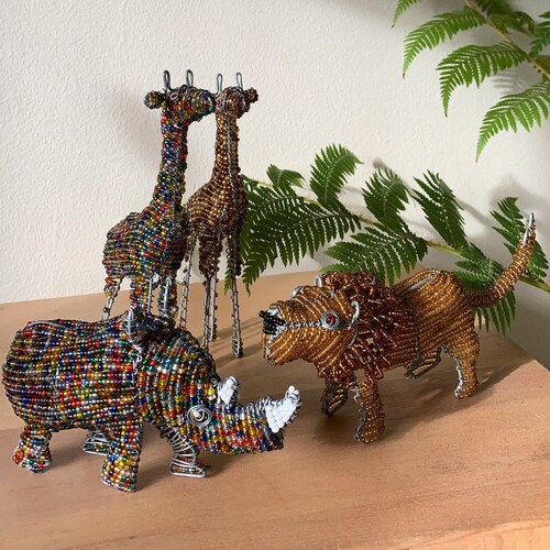African Beaded Wire Animal Sculpture ZEBRA X-LARGE Black - Etsy
