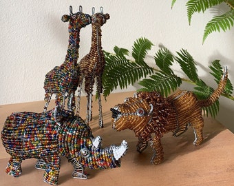 African Beaded Wire Animal Sculpture GIRAFFE LARGE Rainbow - Etsy