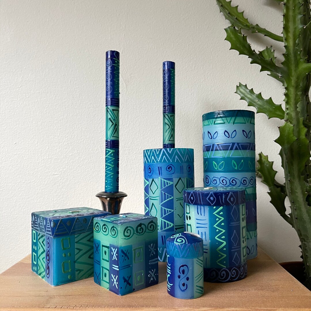 Blue & Green Candles - Etsy