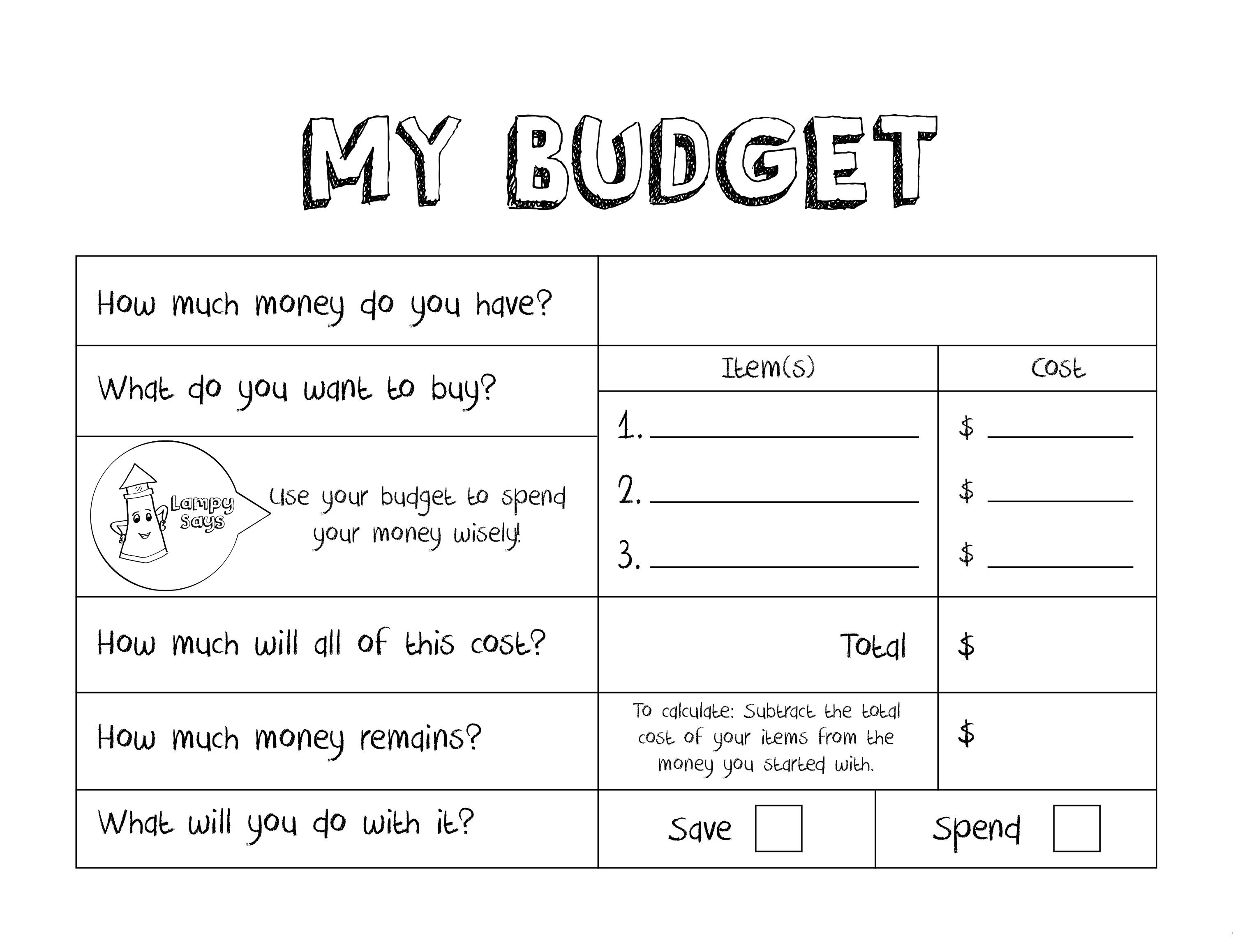Easy To Use Budget Sheet Printable For Kids Instant Download Etsy 