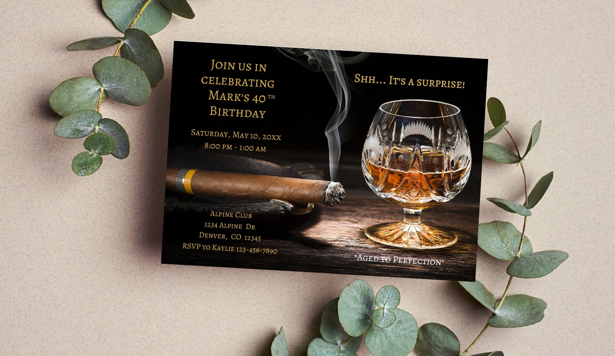 Digital Adult Birthday Party Invitation, Guys Night, Whiskey, Cognac ...