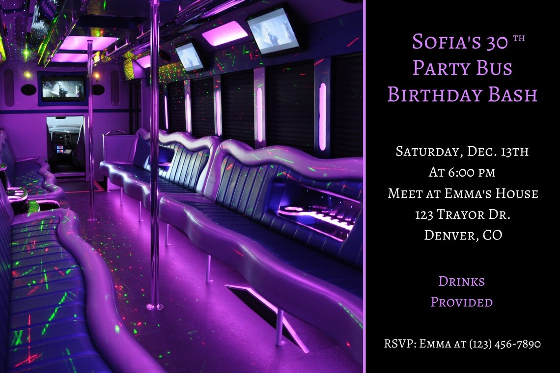 Digital Party Bus Invitation, Party Bus, Bachelorette, Bachelor ...