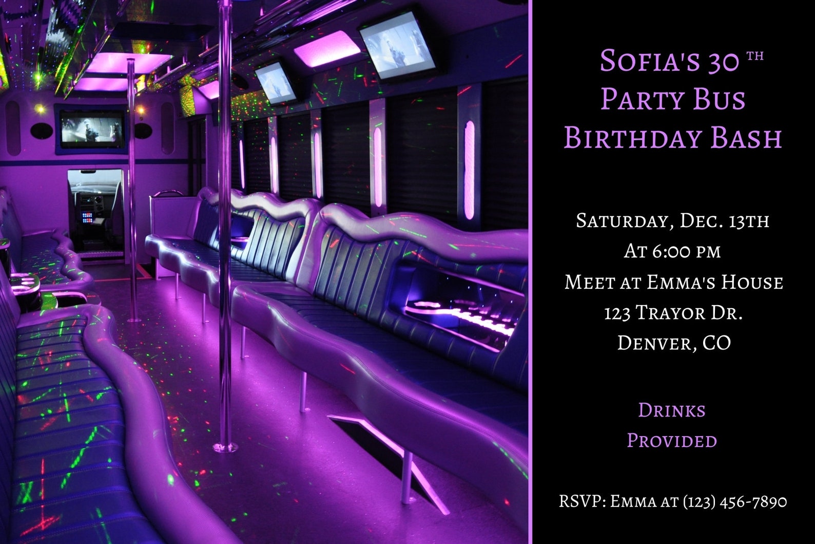 Digital Party Bus Invitation, Party Bus, Bachelorette, Bachelor ...