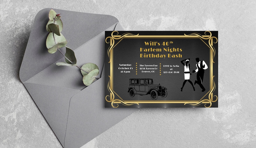 Harlem Nights Invitation, Birthday Invitation, Roaring 20s Invitation ...
