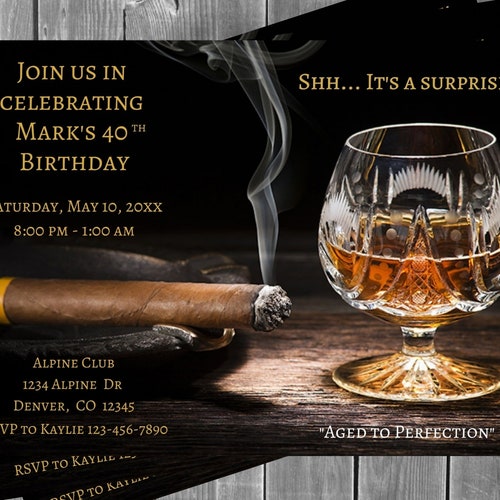 Adult Birthday Party Invitation Guys Night Out Whiskey Etsy