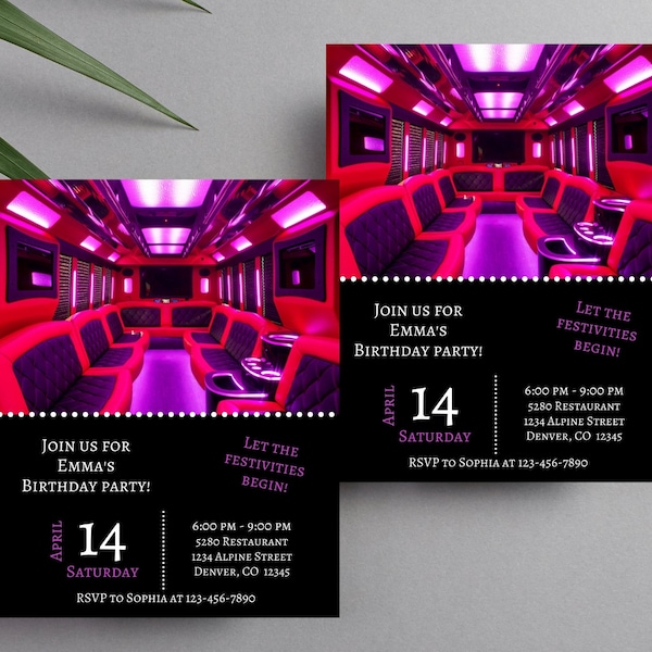 Party Bus Birthday Invitation - Etsy