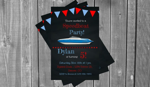 Speedboat Birthday Invitation Boating Party Lake Party | Etsy
