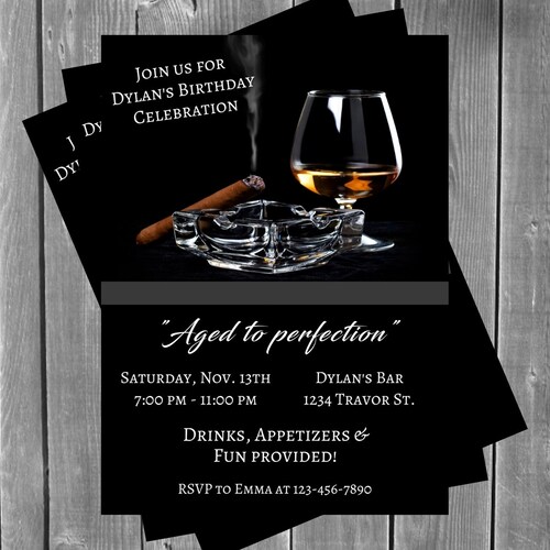 Adult Birthday Party Invitation Guys Night Out Whiskey | Etsy