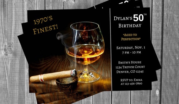 Adult Birthday Party Invitation Guys Night Out Whiskey | Etsy
