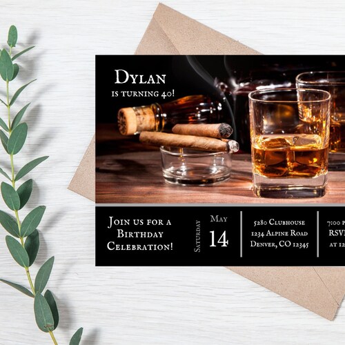 Adult Birthday Party Invitation Whiskey Invitation Cognac Etsy