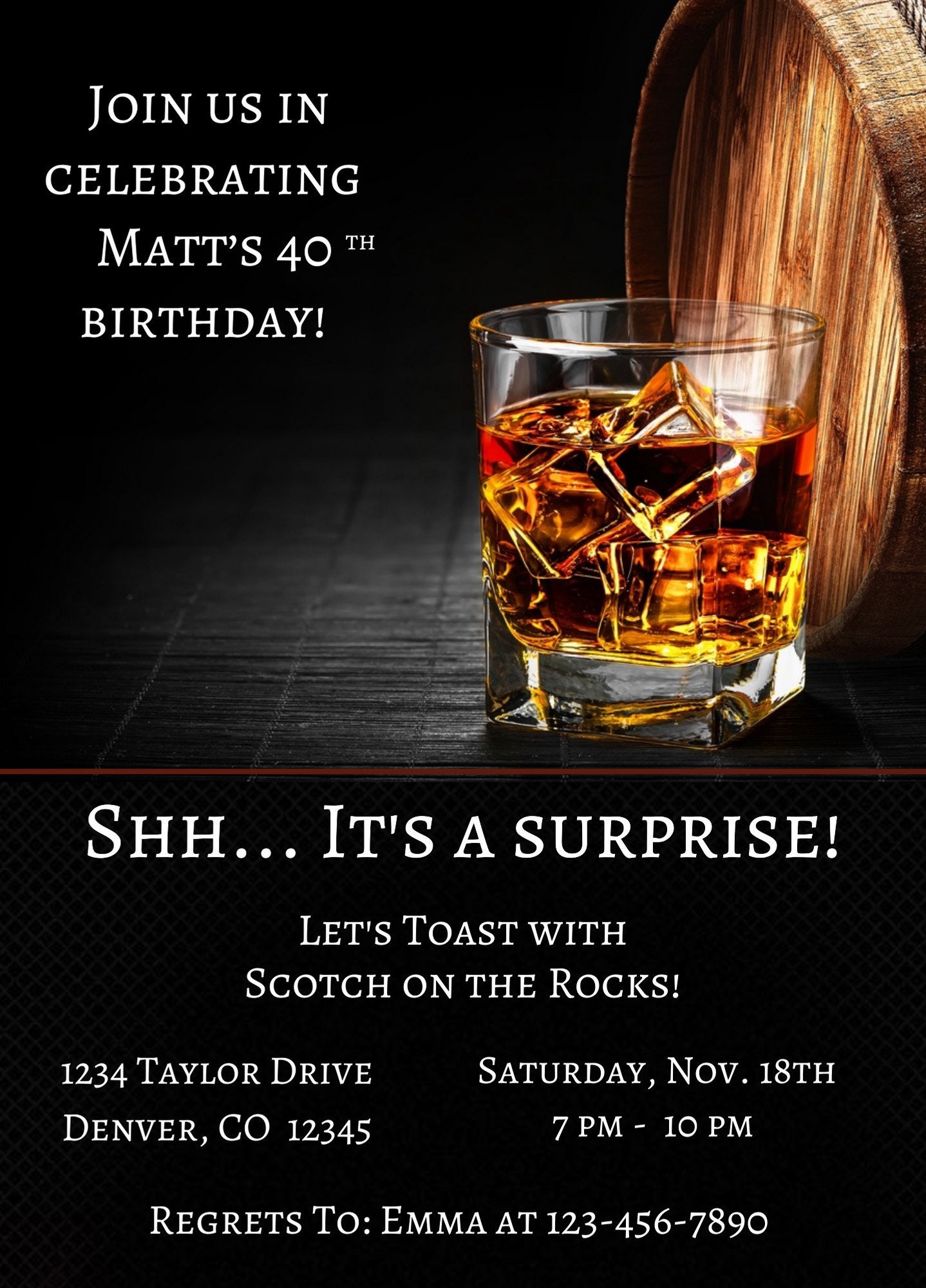 Adult Birthday Party Invitation Whiskey Invitation Cognac Etsy