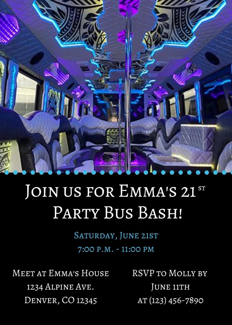 Party Bus Invitation, Party Bus, Bachelorette, Bachelor, Birthday ...