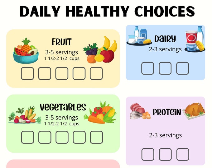 Daily Healthy Choices Tracker and Grocery Shopping List - Etsy
