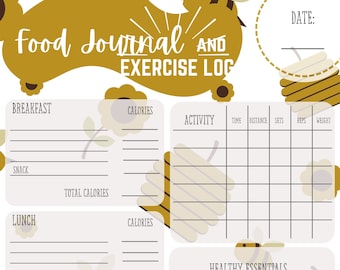 Printable Food Journal and Exercise Log | Etsy