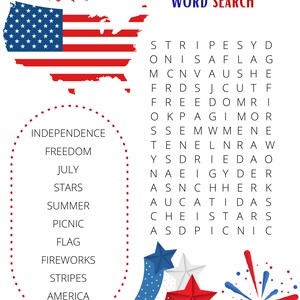 4 Games Pack for 4th of July Printable Games, Patriotic Fourth of July ...
