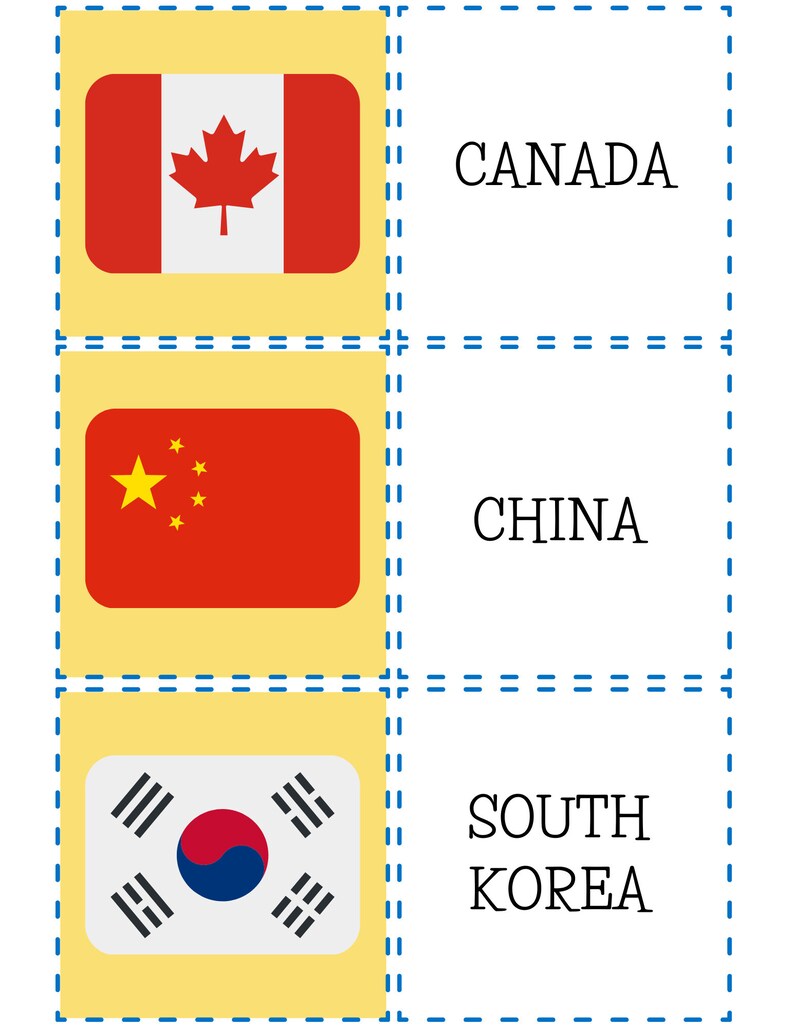 120 Flags of the World Matching Game With Printable Flash Cards - Etsy