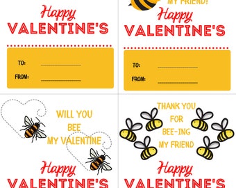 Bee Valentine's Day Printable Card - Etsy