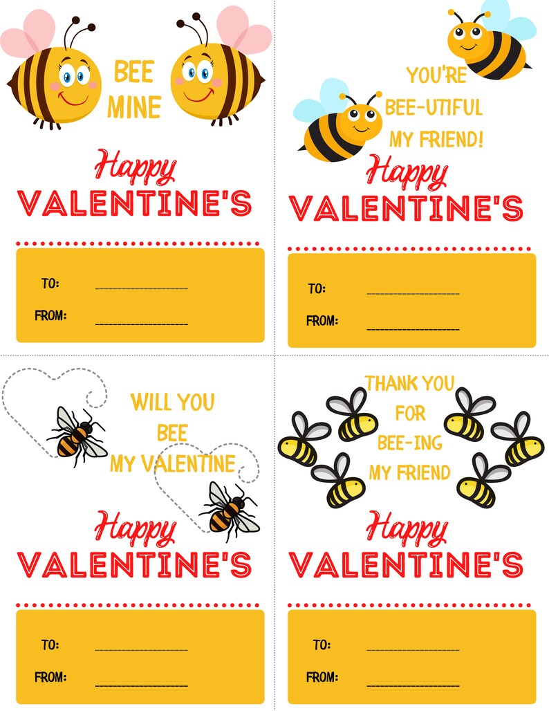 Bumble Bee Kids Valentine's Day Card | Printable Valentine | Digital ...