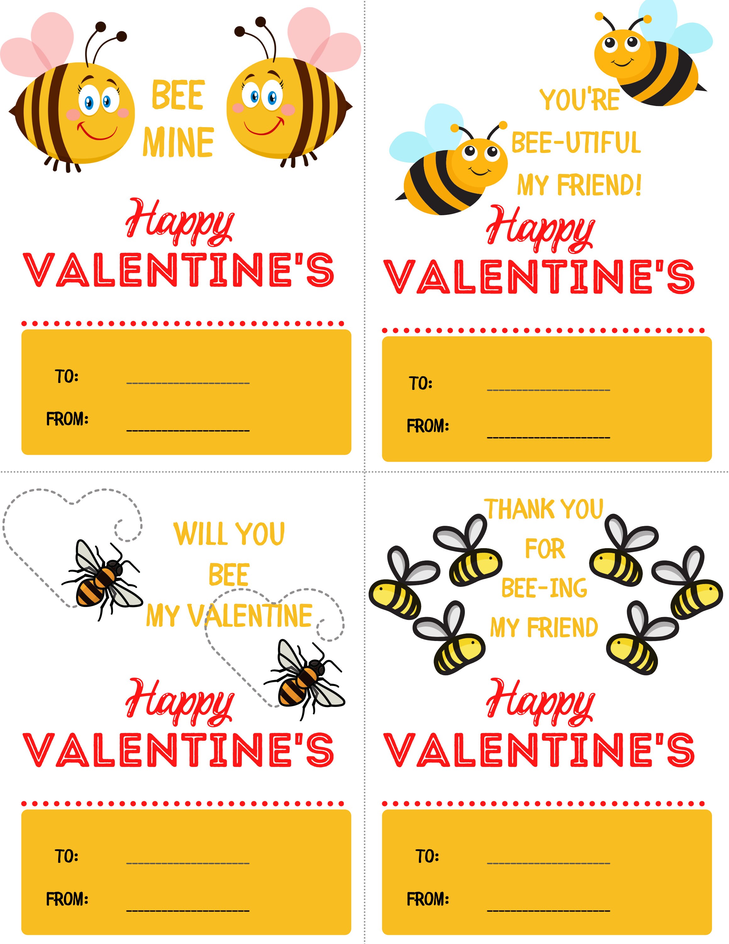 Bumble Bee Kids Valentine's Day Card | Printable Valentine | Digital ...