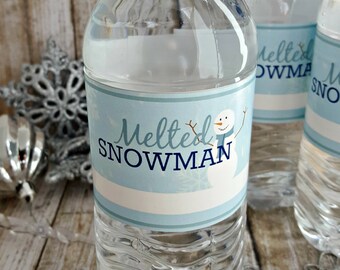 Printable Melted Snowman Water Bottle Label Christmas Water - Etsy