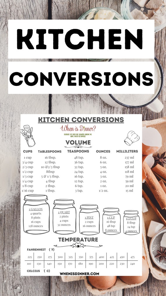 Kitchen Conversion Chart | Etsy