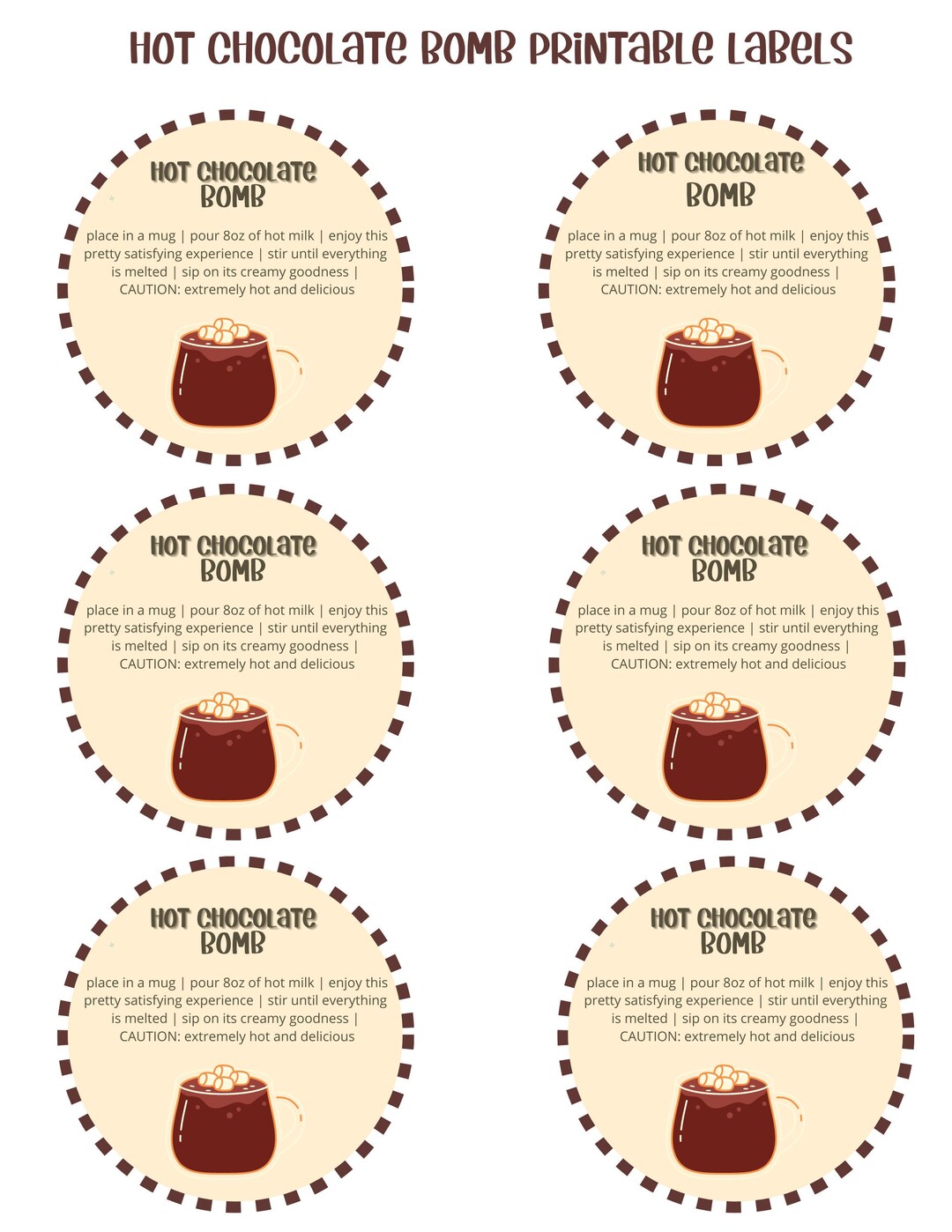 Hot Chocolate Bomb Labels | Printable Hot Chocolate Bomb Labels | Hot ...