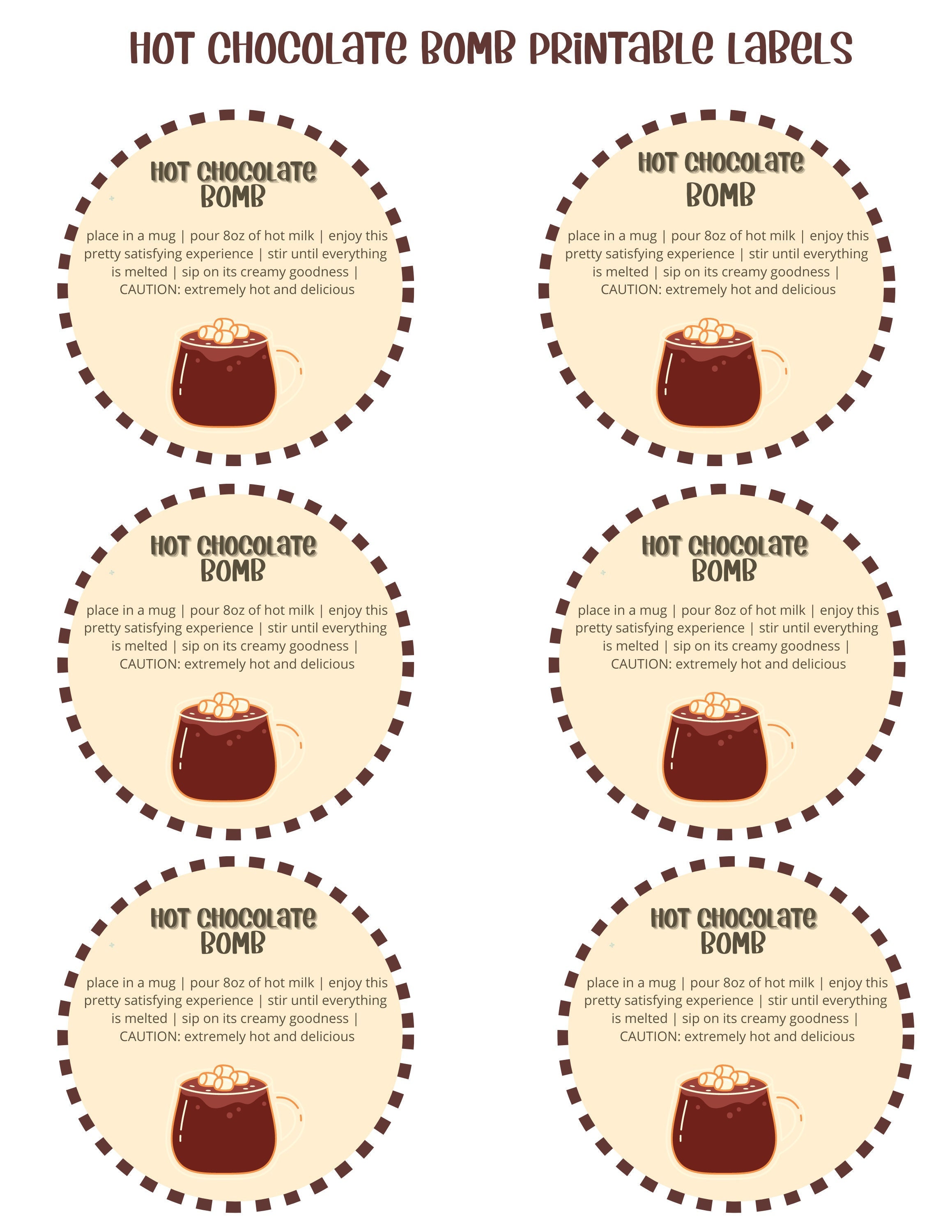Hot Chocolate Bomb Labels | Printable Hot Chocolate Bomb Labels | Hot ...