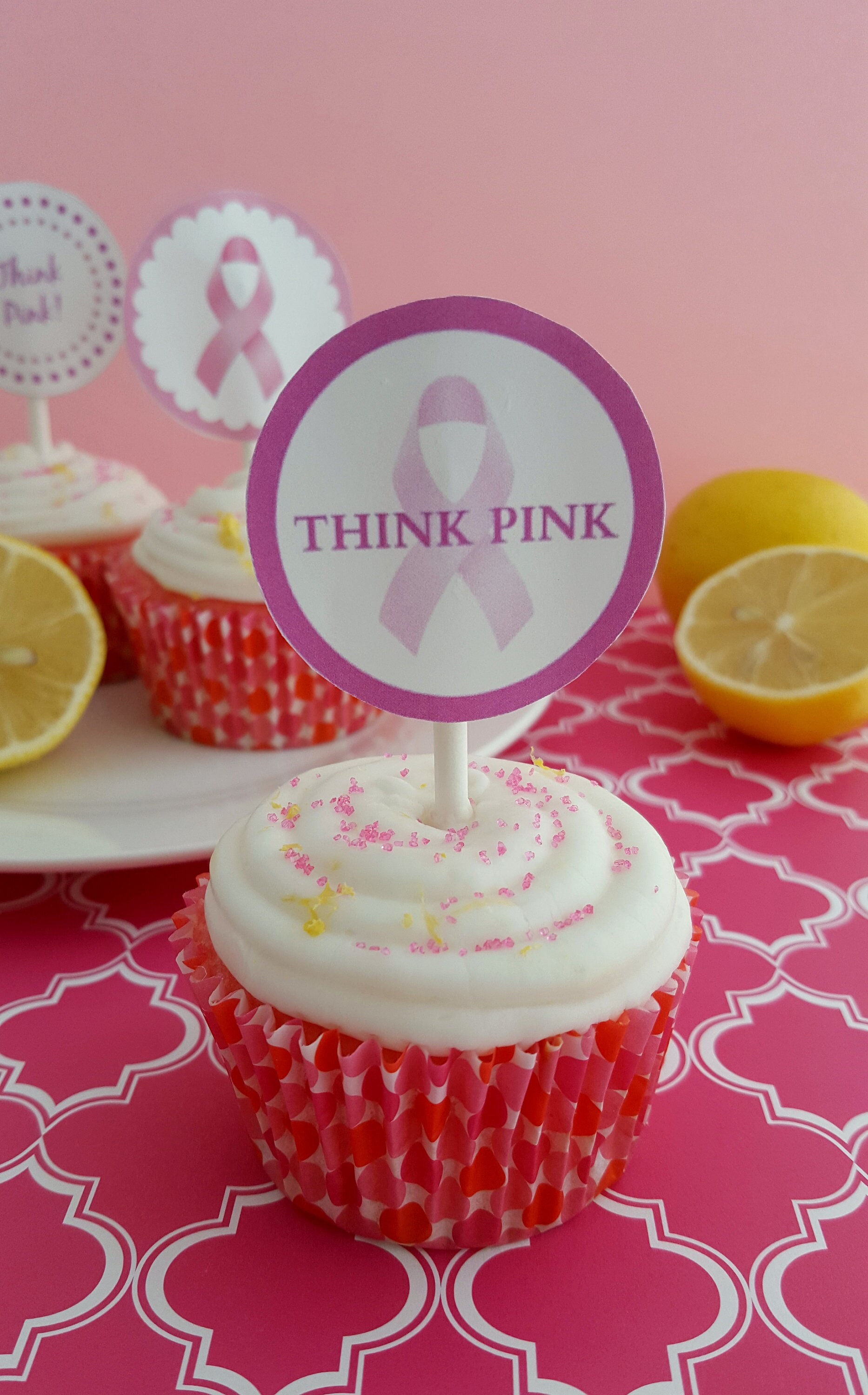 Think Pink Printable Cupcake Toppers | Etsy