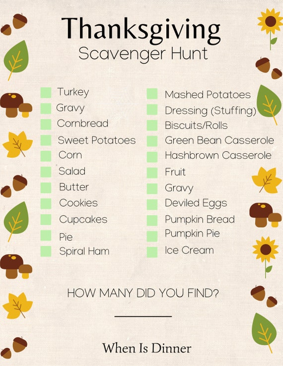 Thanksgiving Scavenger Hunt | Etsy