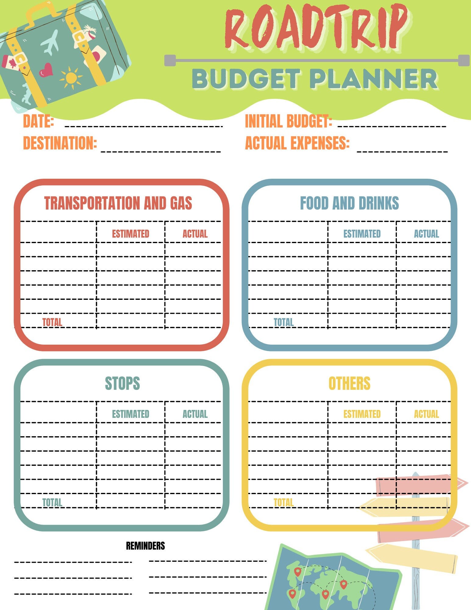 Printable Road Trip Budget Planner Color Black White Etsy Espa a Printable Road Trip Budget Planner Color Black White Etsy Espa a