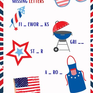 4 Games Pack for 4th of July Printable Games, Patriotic Fourth of July ...