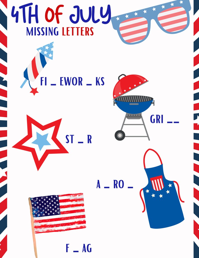 4 Games Pack for 4th of July Printable Games, Patriotic Fourth of July ...