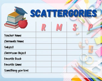 Printable Back to School Games/ Back to School Scattergories/ Classroom ...
