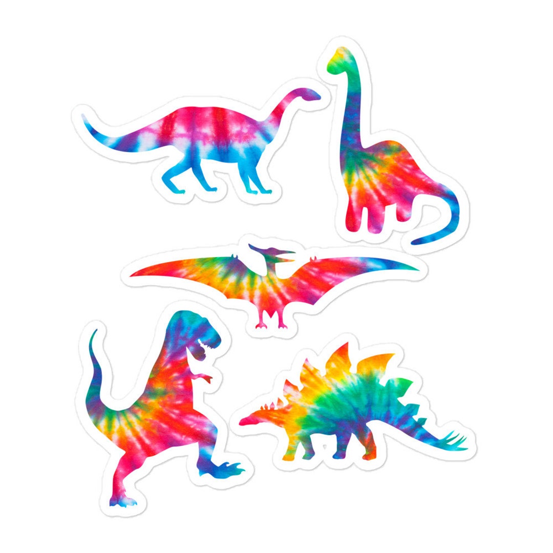 Dinosaurs Vintage Tie Dye Retro Rainbow Cute Prehistoric Vinyl Sticker ...