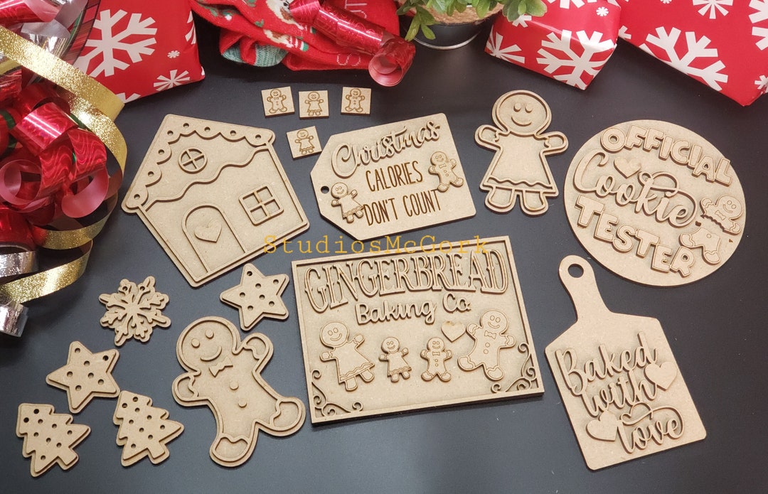 Christmas Gingerbread Cookie Tier Tray Bundle, Christmas Decor, Holiday ...