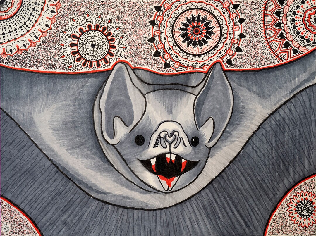 Pueblo the Common Vampire Bat - Original Mandala Artwork - Etsy