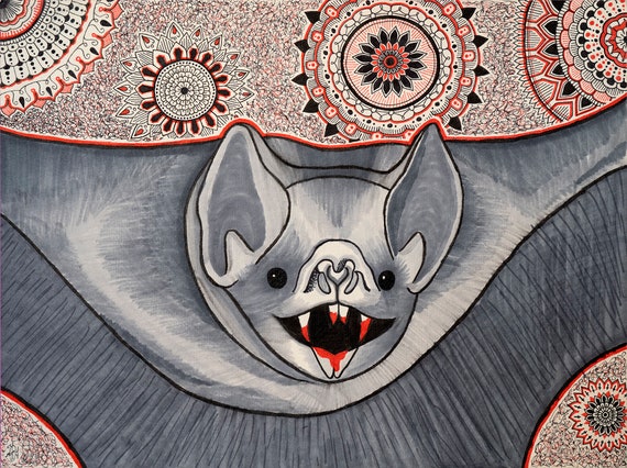 Pueblo the Common Vampire Bat Original Mandala Artwork - Etsy